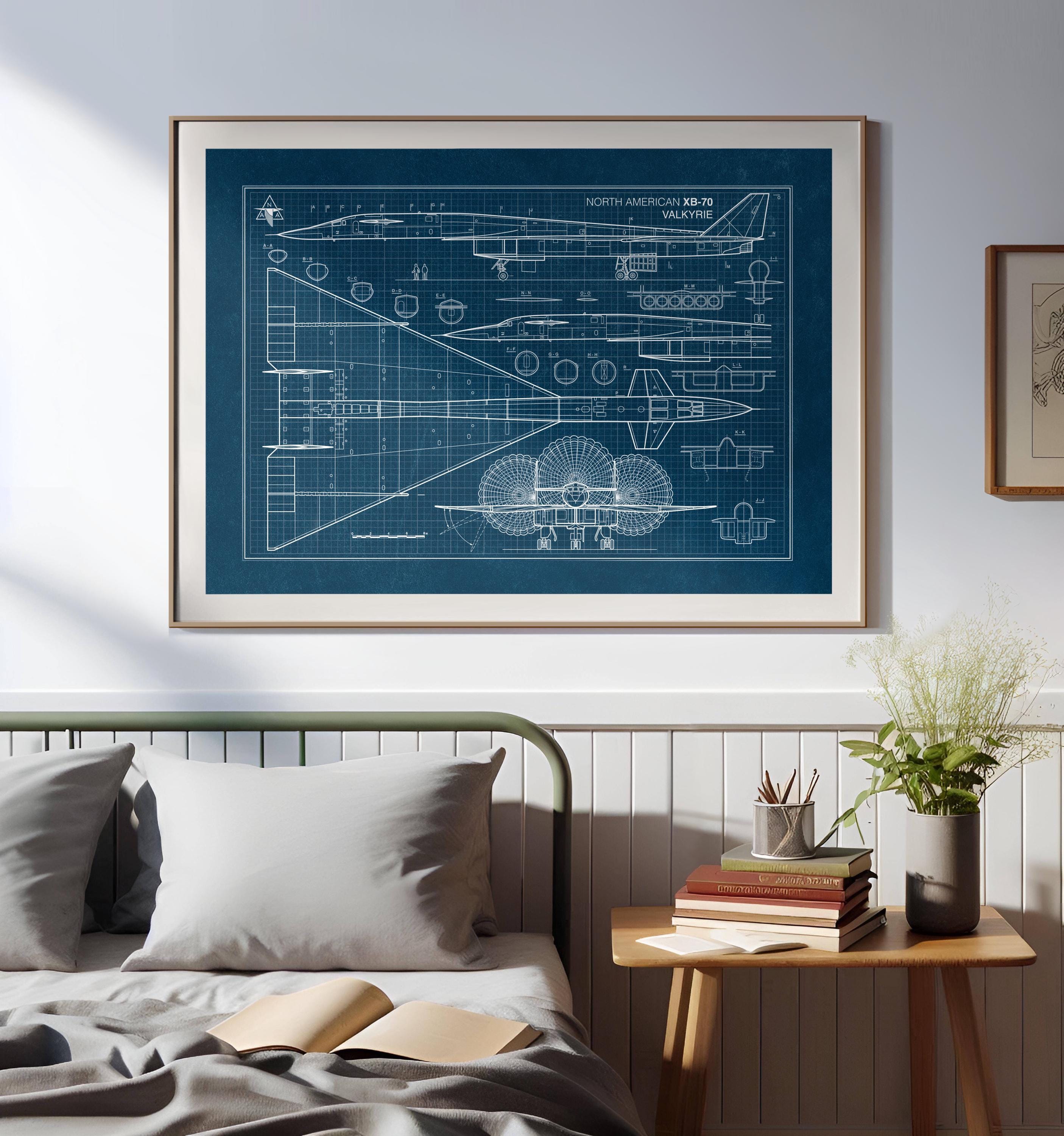 XB-70 Valkyrie Blueprint Poster: Aviation Wall Art, Aircraft Poster ...