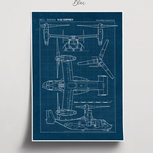 V-22 Osprey Blueprint Poster: Aircraft Art, Military Aviation Gift ...