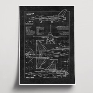 F-16 Fighting Falcon, Blueprint Poster, Aviation, Printable Art, US Air ...