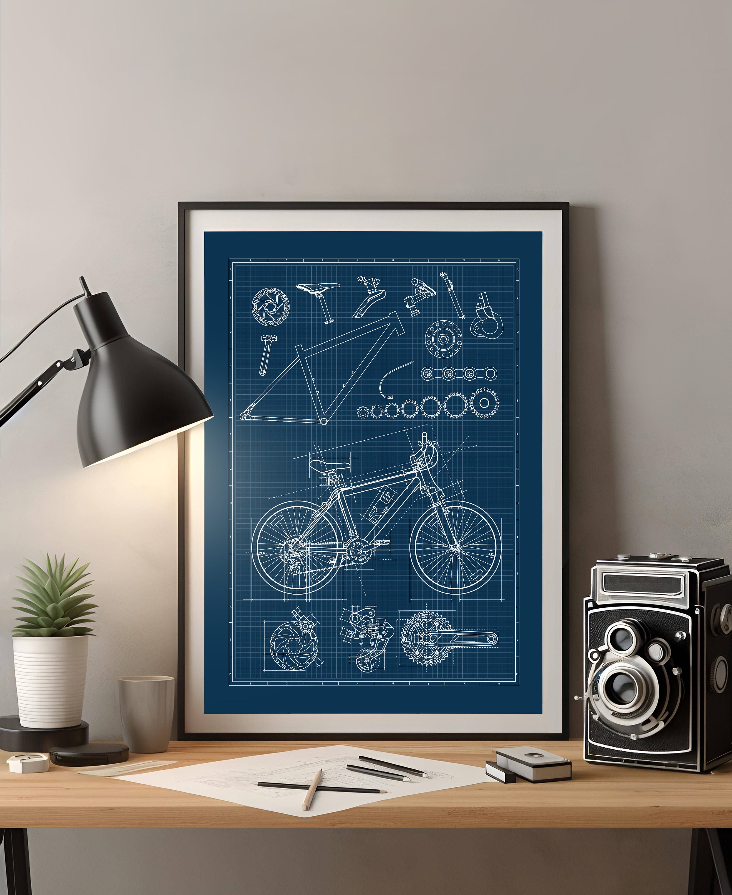 Bicycle Poster, Blueprint Poster, Mtb Bike Blueprint Poster, Bike Gift ...