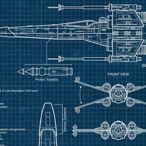 X-wing Fighter Blueprint Poster: Star Wars Geek Decor (digital Download ...
