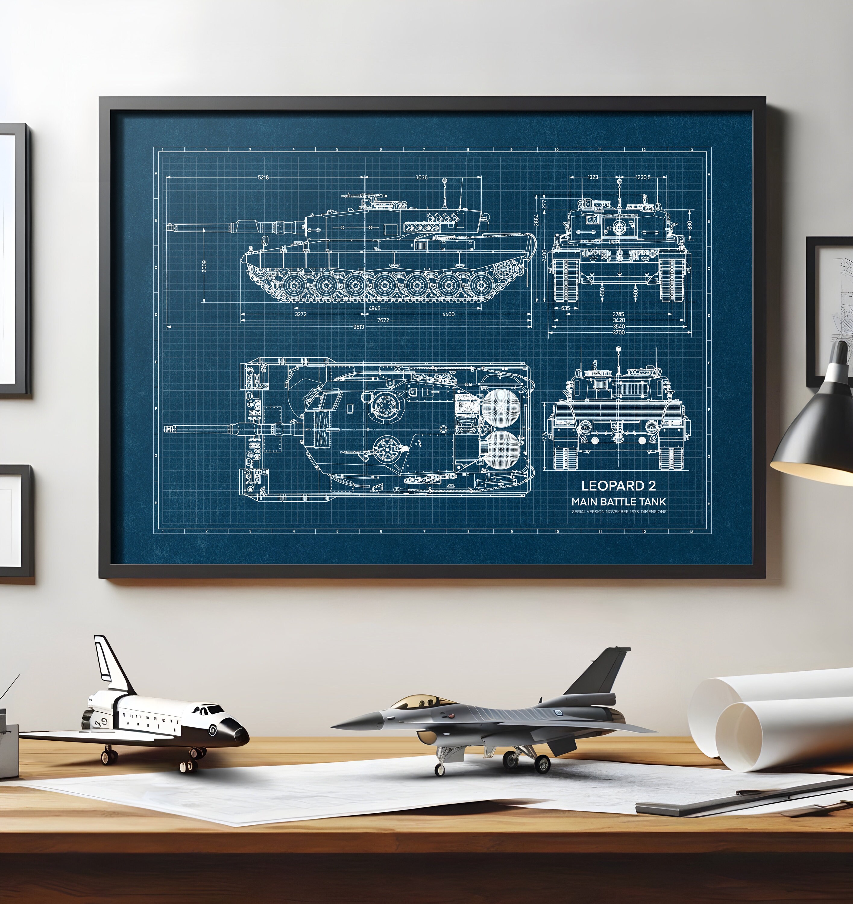 Leopard-2 Main Battle Tank Poster, Blueprint Poster, Tank Blueprint ...