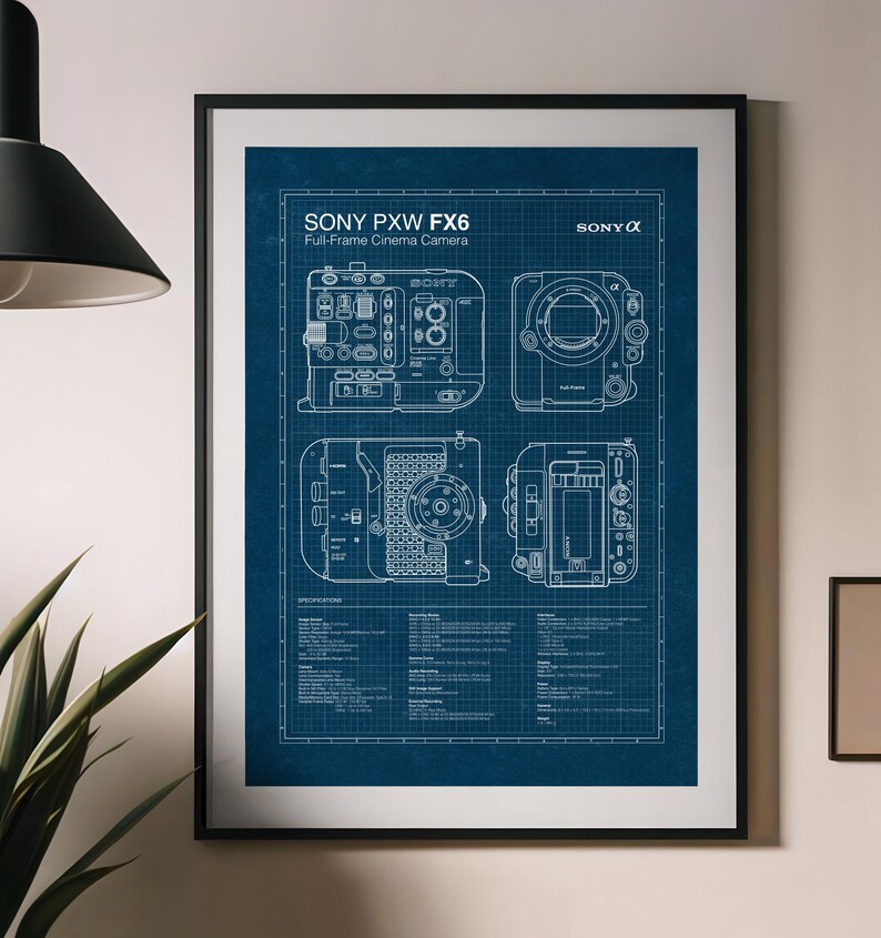 Sony FX6 Camera Blueprint Poster: Cinema Gear Wall Art (digital ...