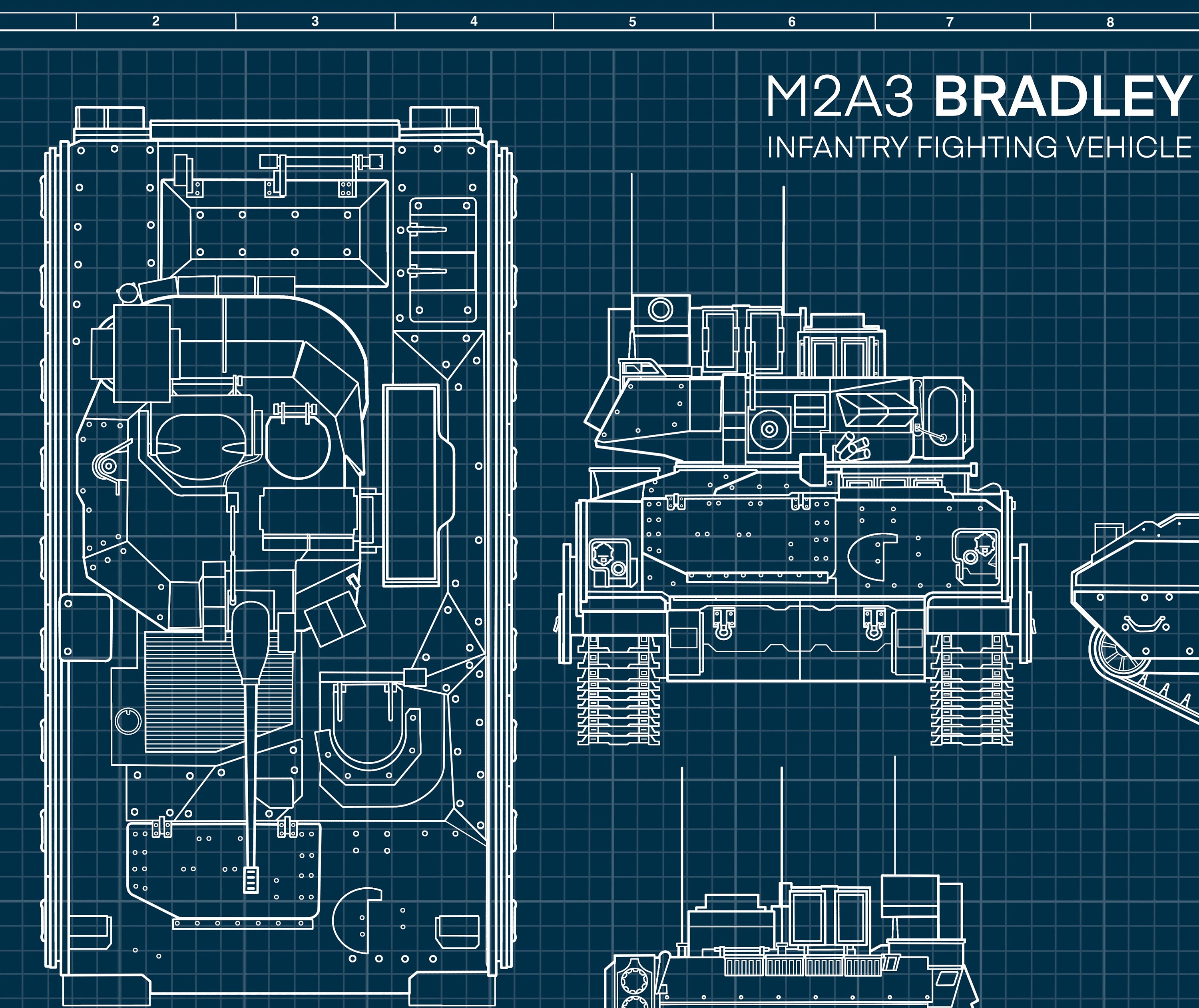 M2A3 Bradley, Blueprint Poster, Military Vehicle Blueprint, Printable ...