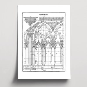 Gothic Architecture Print, Blueprint, Architectural Print, Architecture ...