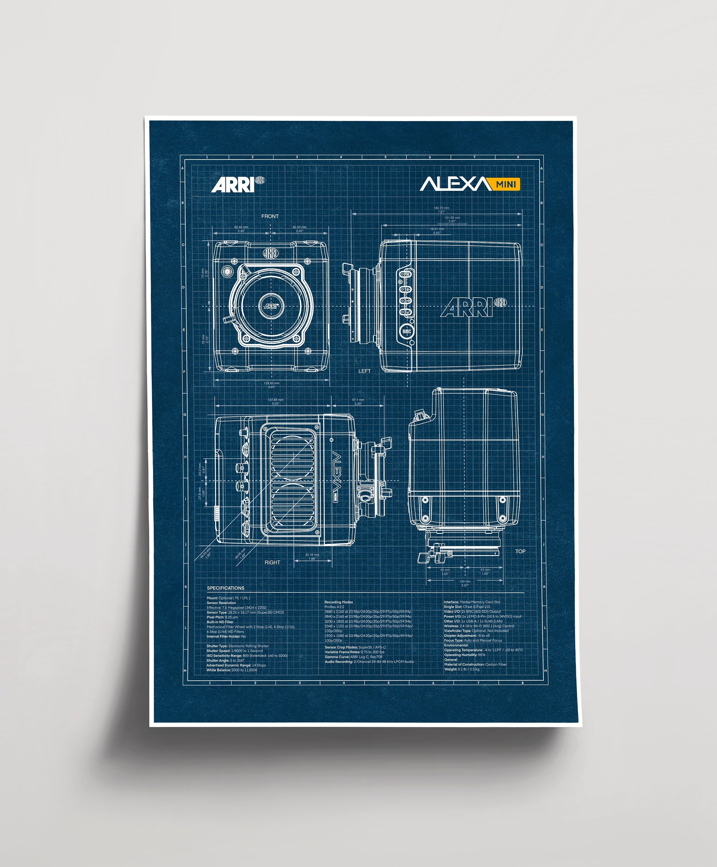 Arri Alexa Mini Camera, Blueprint Poster, Arri Camera, Camera Poster ...