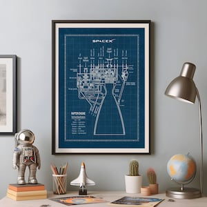 Spacex Raptor Engine Blueprint Poster: Aerospace Decor (instant ...
