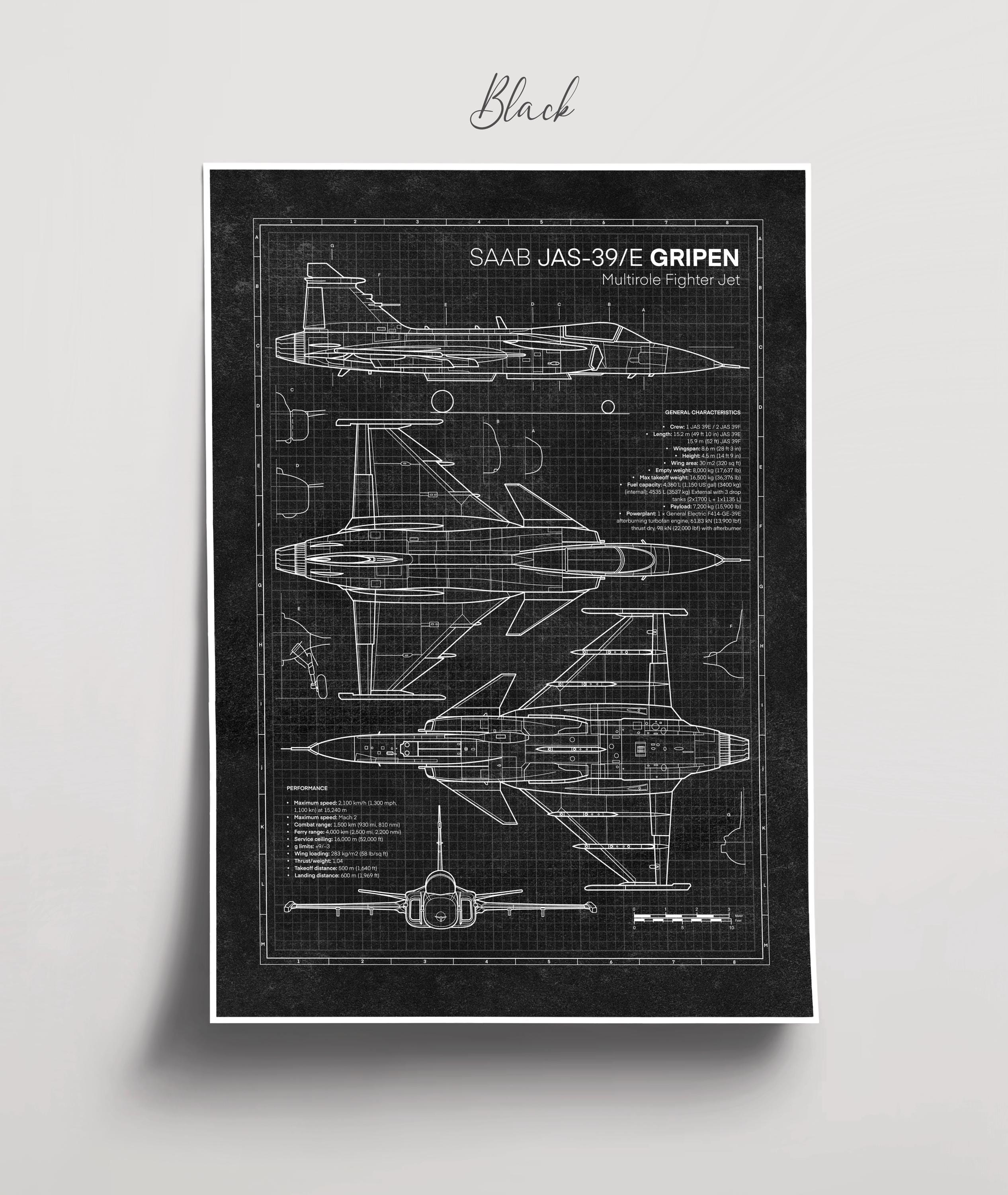 Saab JAS-39 Gripen Aircraft Poster: Aviation Wall Art (digital Download ...