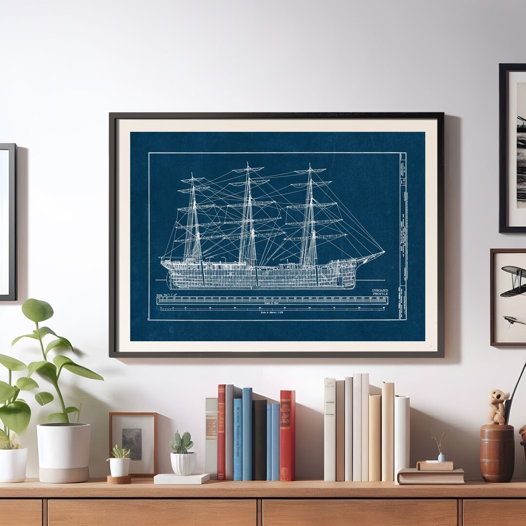Vintage Schiff, Blueprint Poster, Schiffsdruck, Schiffspatentdruck ...