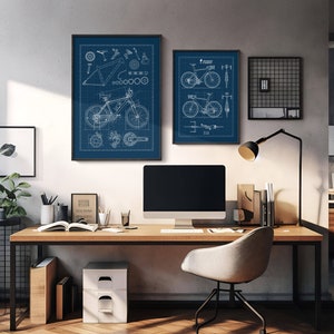 Bicycle Poster, Blueprint Poster, Mtb Bike Blueprint Poster, Bike Gift ...