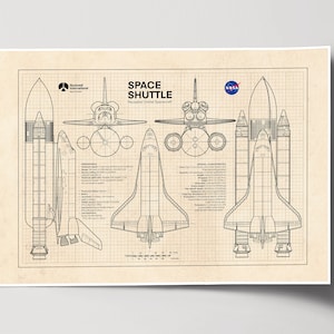 Space Shuttle, Blueprint Poster, Spacecraft, NASA, Orbiter Poster ...