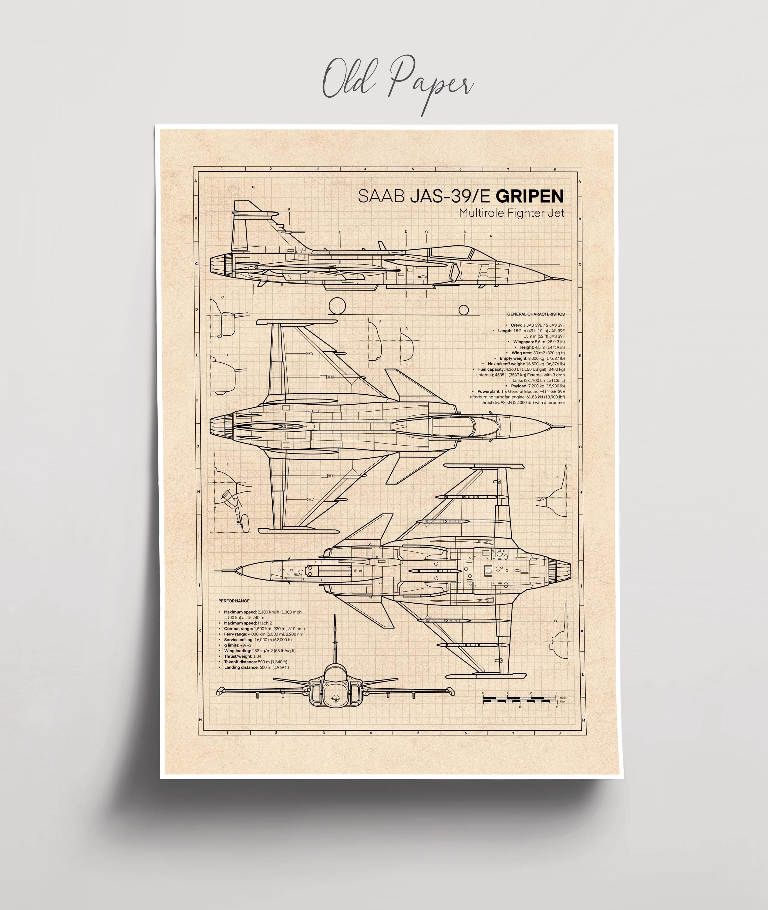 Saab JAS-39 Gripen Aircraft Poster: Aviation Wall Art (digital Download ...
