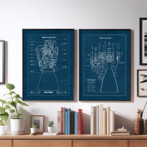 Spacex Raptor Engine Blueprint Poster: Aerospace Decor (instant ...