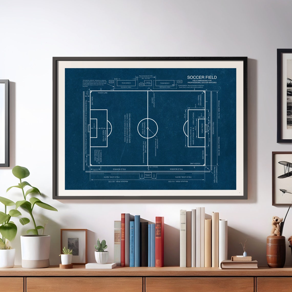 Soccer Field Blueprint Art, FIFA Football Pitch, Sport Wall Art ...