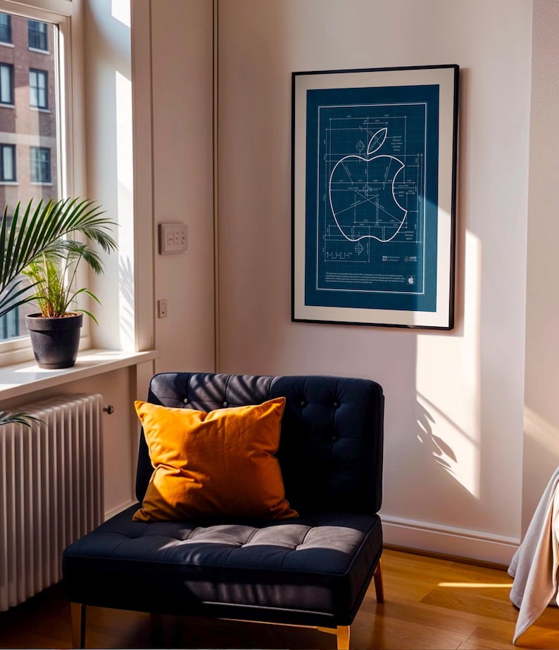 Apple Logo Blueprint Poster: Tech Wall Art, Apple Fan Gift (digital ...