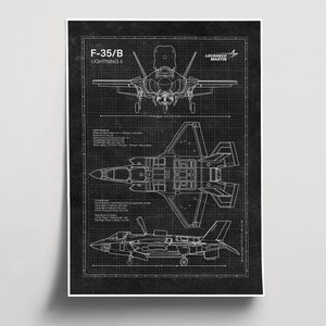 F-35 Lightning II, Blueprint Poster, Wall Art, Aviation, Military ...