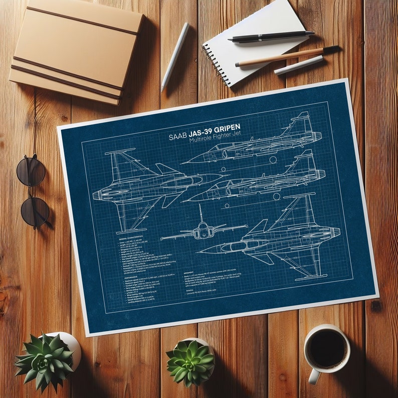 Saab JAS-39 Gripen, Blueprint Poster, Military Aviation, Aircraft ...