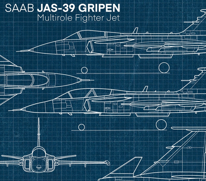 Saab JAS-39 Gripen, Blueprint Poster, Military Aviation, Aircraft ...