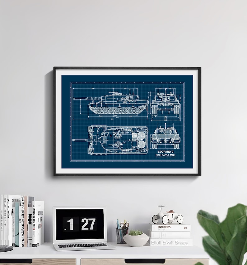 Leopard-2 Main Battle Tank Poster, Blueprint Poster, Tank Blueprint ...