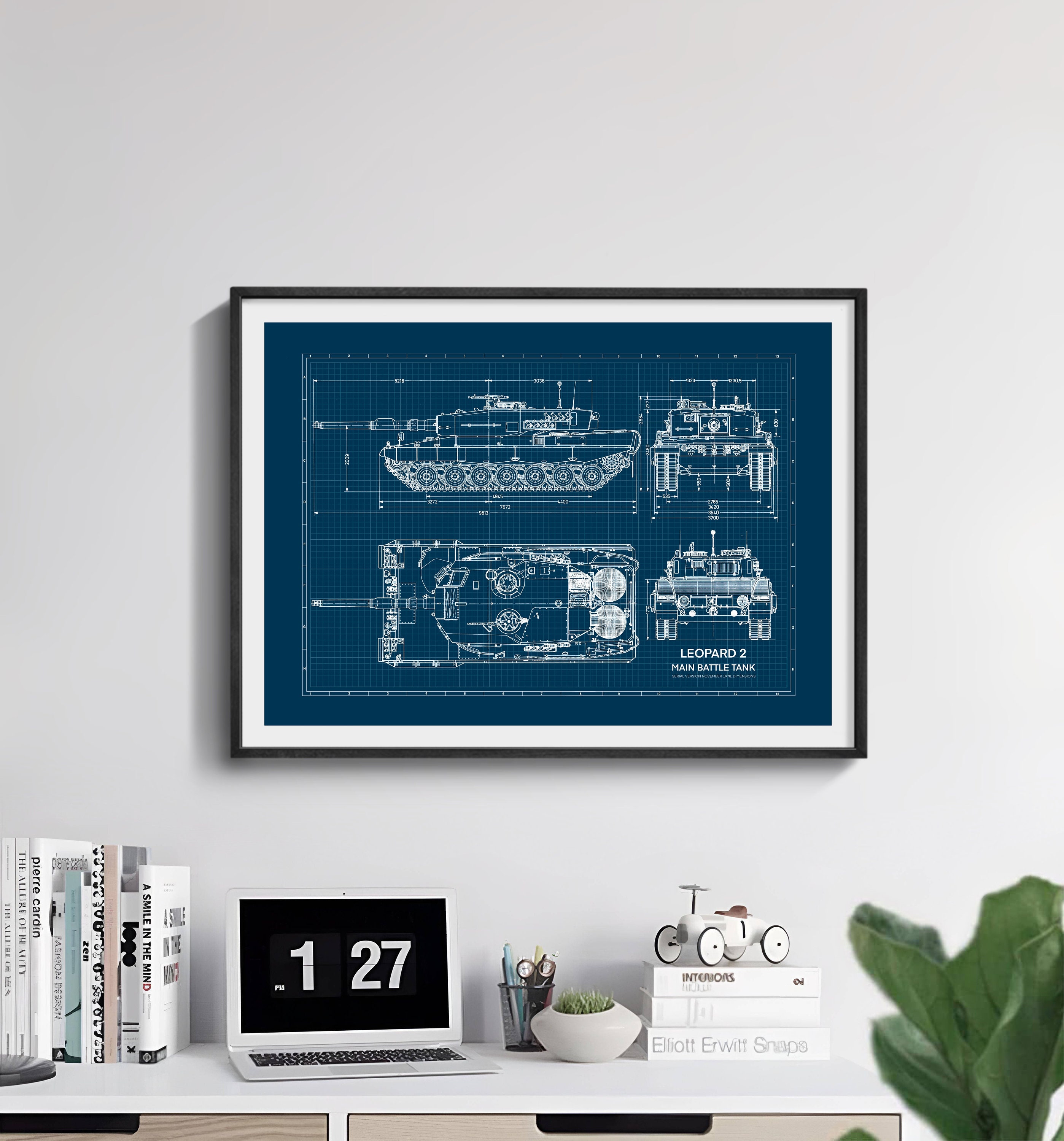 Leopard-2 Main Battle Tank Poster, Blueprint Poster, Tank Blueprint ...
