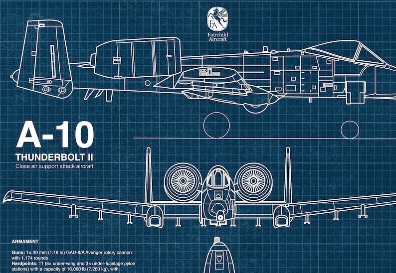 A-10 Thunderbolt, A-10 Warthog, Blueprint, Aviation, Military Aviation ...