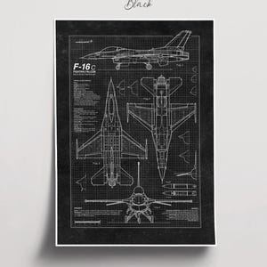 F-16 Fighting Falcon Blueprint Poster, Aviation Decor, Aircraft Wall ...