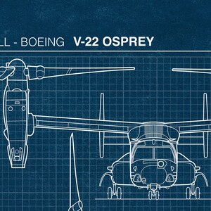 V-22 Osprey Blueprint Poster: Aircraft Art, Military Aviation Gift ...