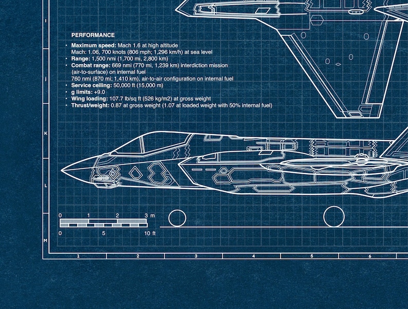 F-35/A Lightning II Blueprint Poster, Aviation Wall Art, Military Decor ...