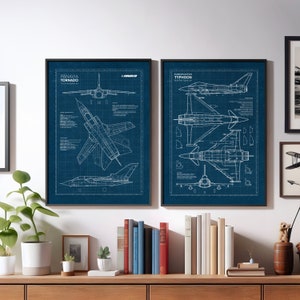Eurofighter Typhoon Blueprint Poster: Military Aviation Art (instant ...