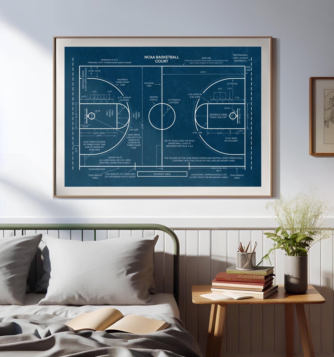 Basketball Court, Blueprint Poster, Sport Poster, NBA Gift, Gift for ...