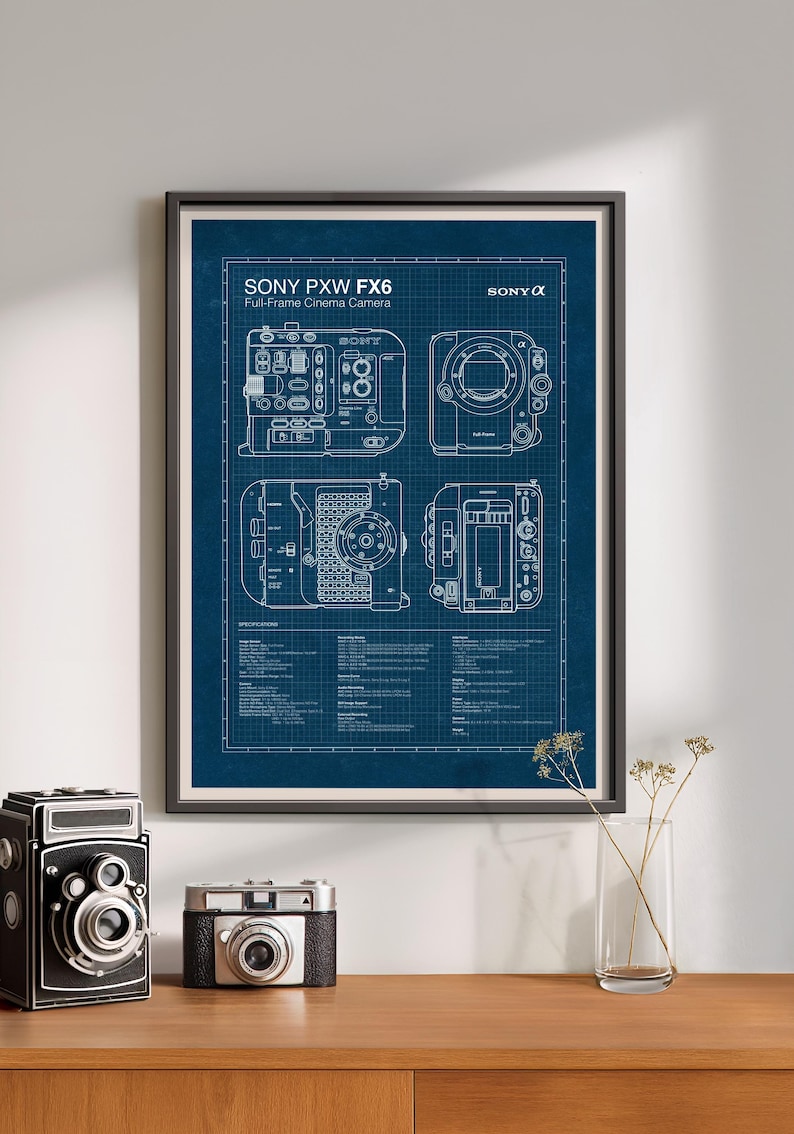 Sony FX6 Camera Blueprint Poster: Cinema Gear Wall Art (digital ...