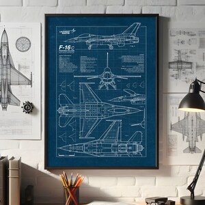 F-16 Fighting Falcon, Blueprint Poster, Aviation, Printable Art, US Air ...