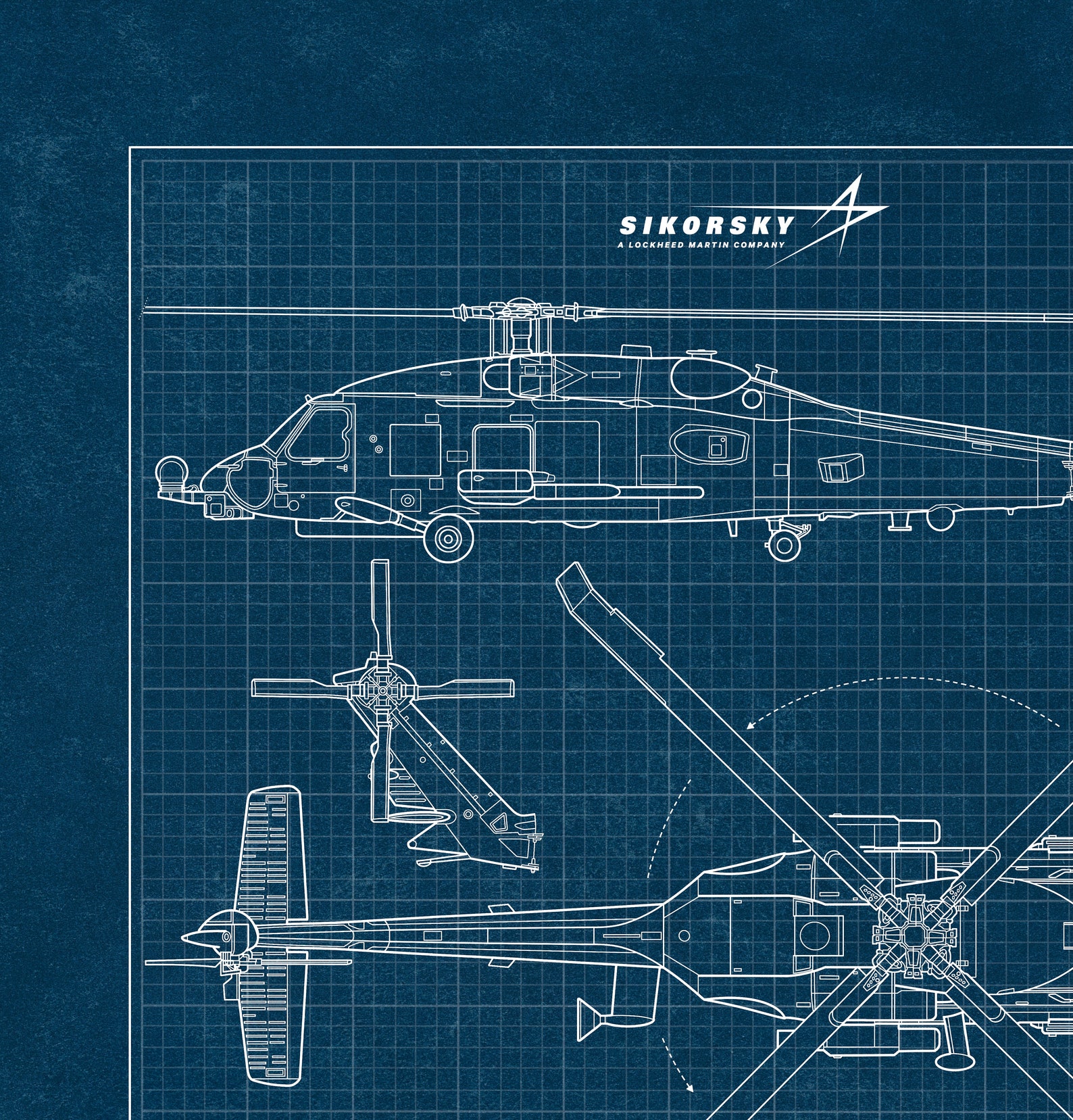 MH-60 Seahawk Helicopter, Blueprint Poster, Aviation Gift, Aviation ...