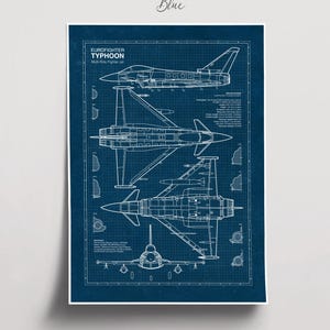 Eurofighter Typhoon Blueprint Poster: Military Aviation Art (instant ...