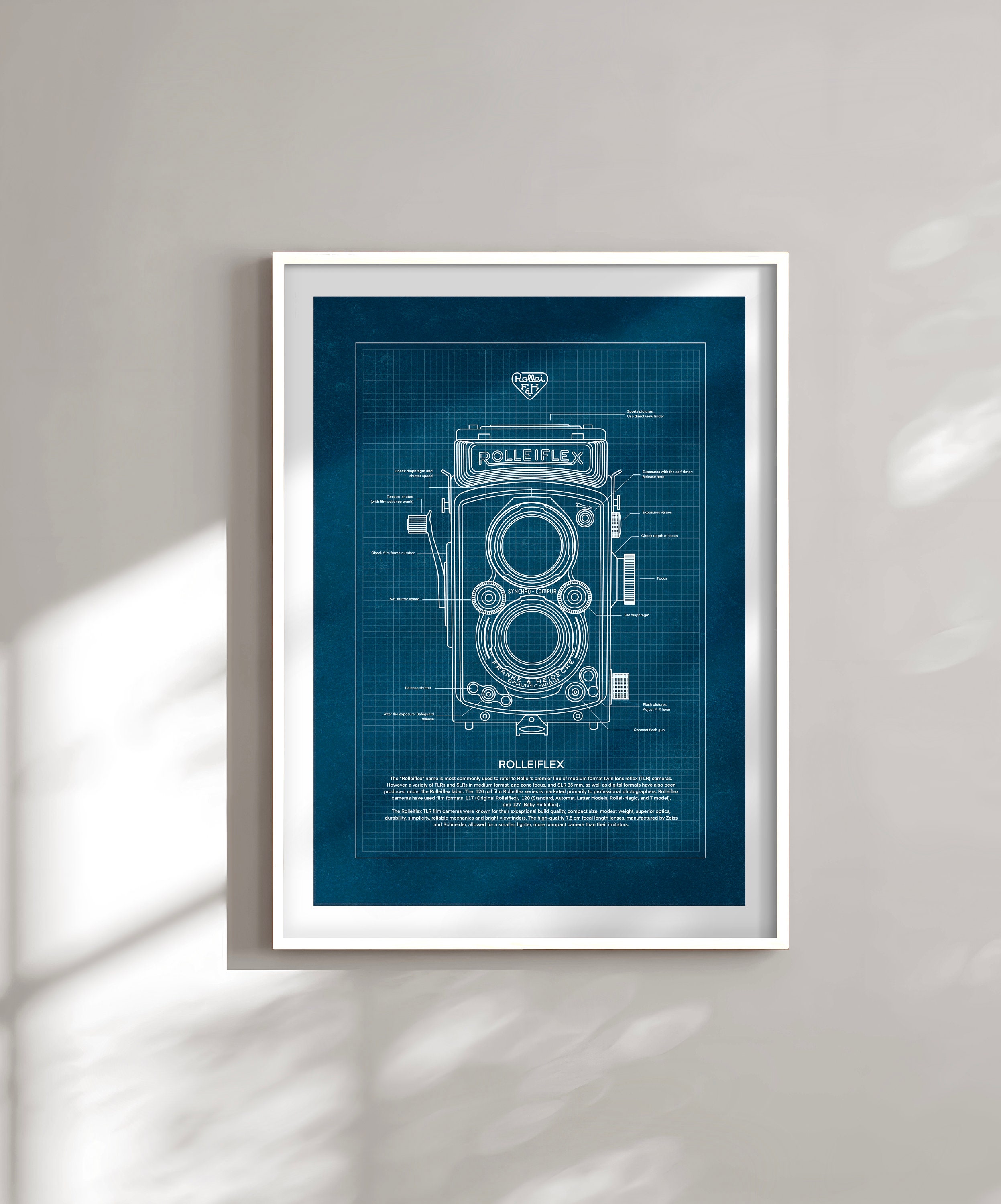 Rolleiflex Camera, Blueprint Poster, Vintage Camera, Camera Poster ...
