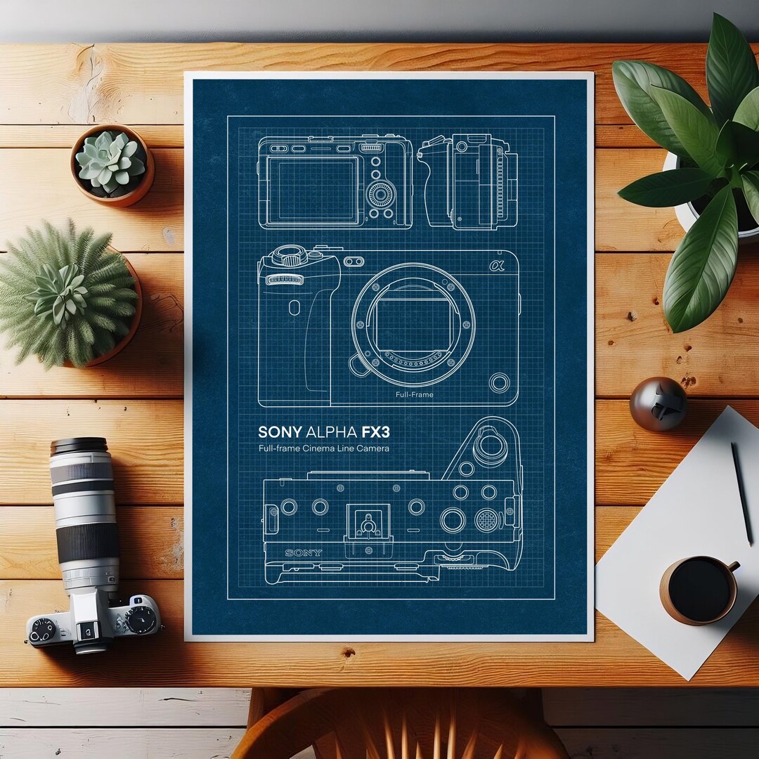 Sony FX-3 Camera, Blueprint, Sony, Camera Poster, Camera, Gift for ...