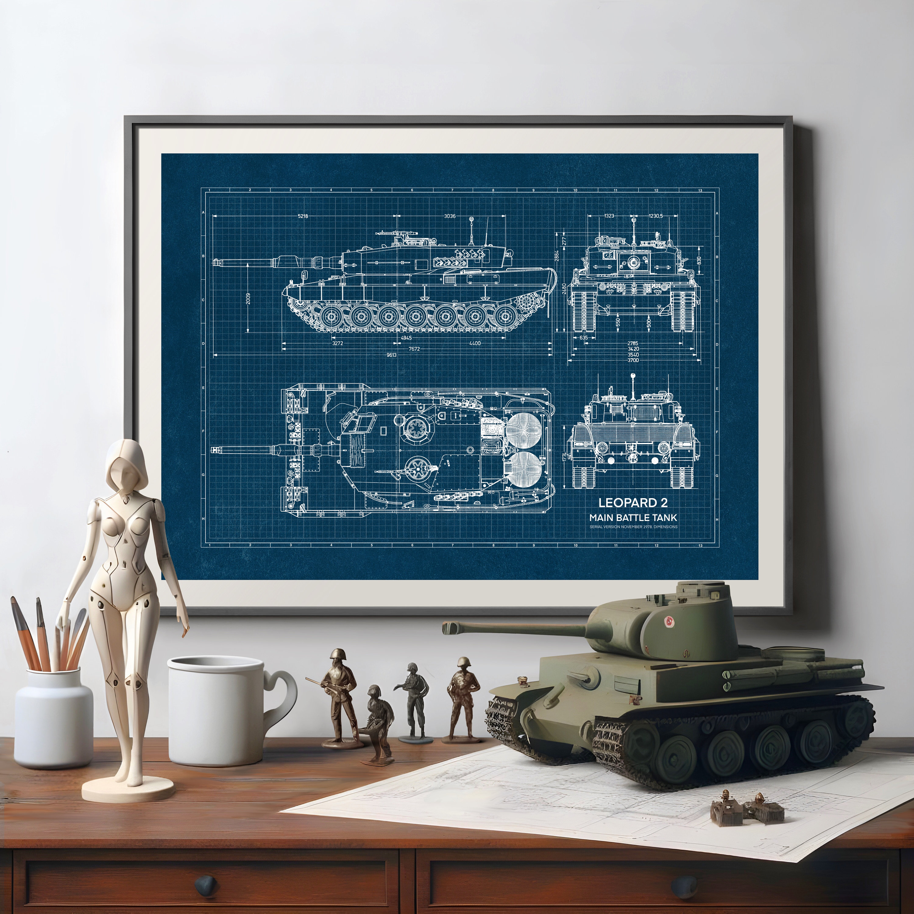 Leopard-2 Main Battle Tank Poster, Blueprint Poster, Tank Blueprint ...