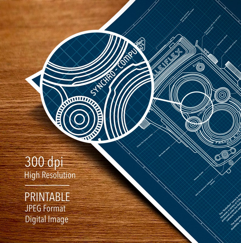 Rolleiflex Camera, Blueprint Poster, Vintage Camera, Camera Poster ...