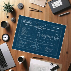 MQ-9 Reaper Blueprint Poster: Aviation Art Print (instant Download, PDF ...