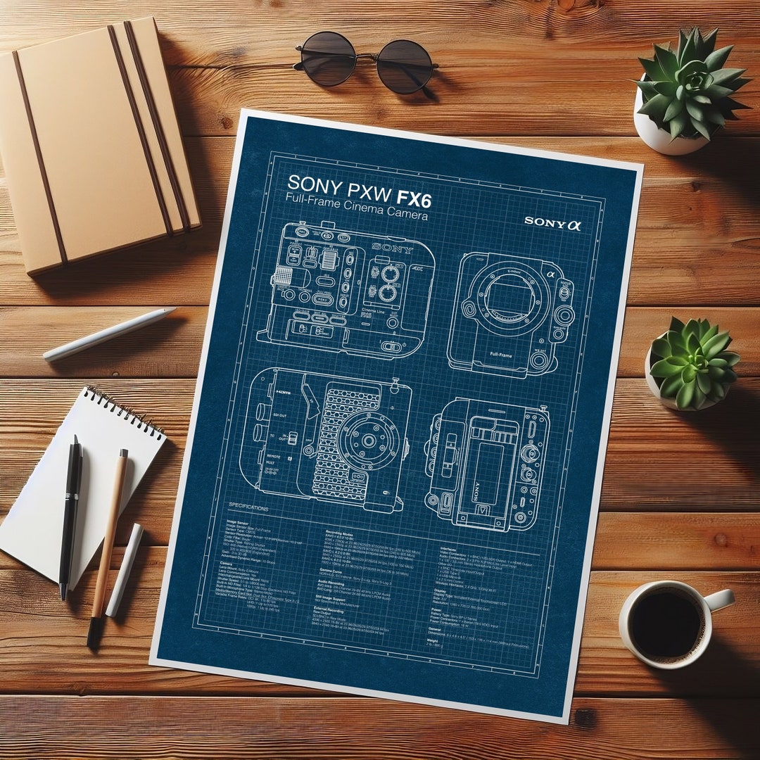Sony FX6 Camera, Blueprint Poster, Sony Camera, Camera Poster, Camera ...