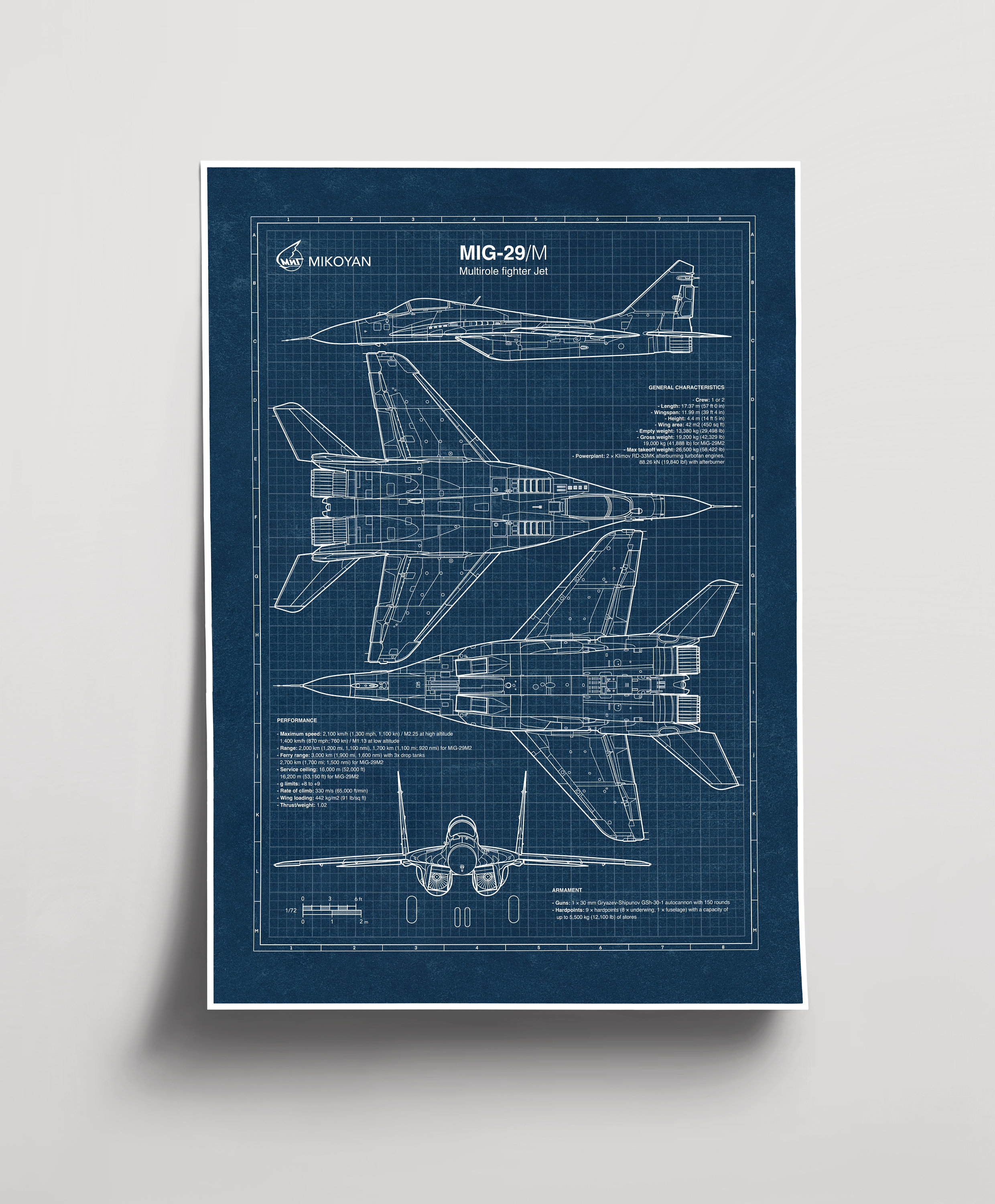 Mig-29 Fulcrum, Fighter Jet, Mig-29, Blueprint, Russian Fighter Jet ...