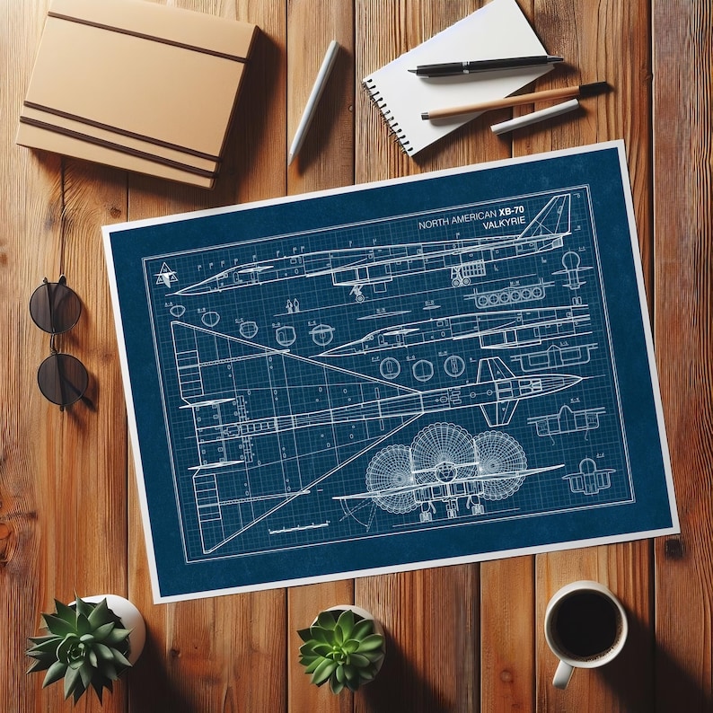 XB-70 Valkyrie Blueprint Poster: Aviation Wall Art, Aircraft Poster ...