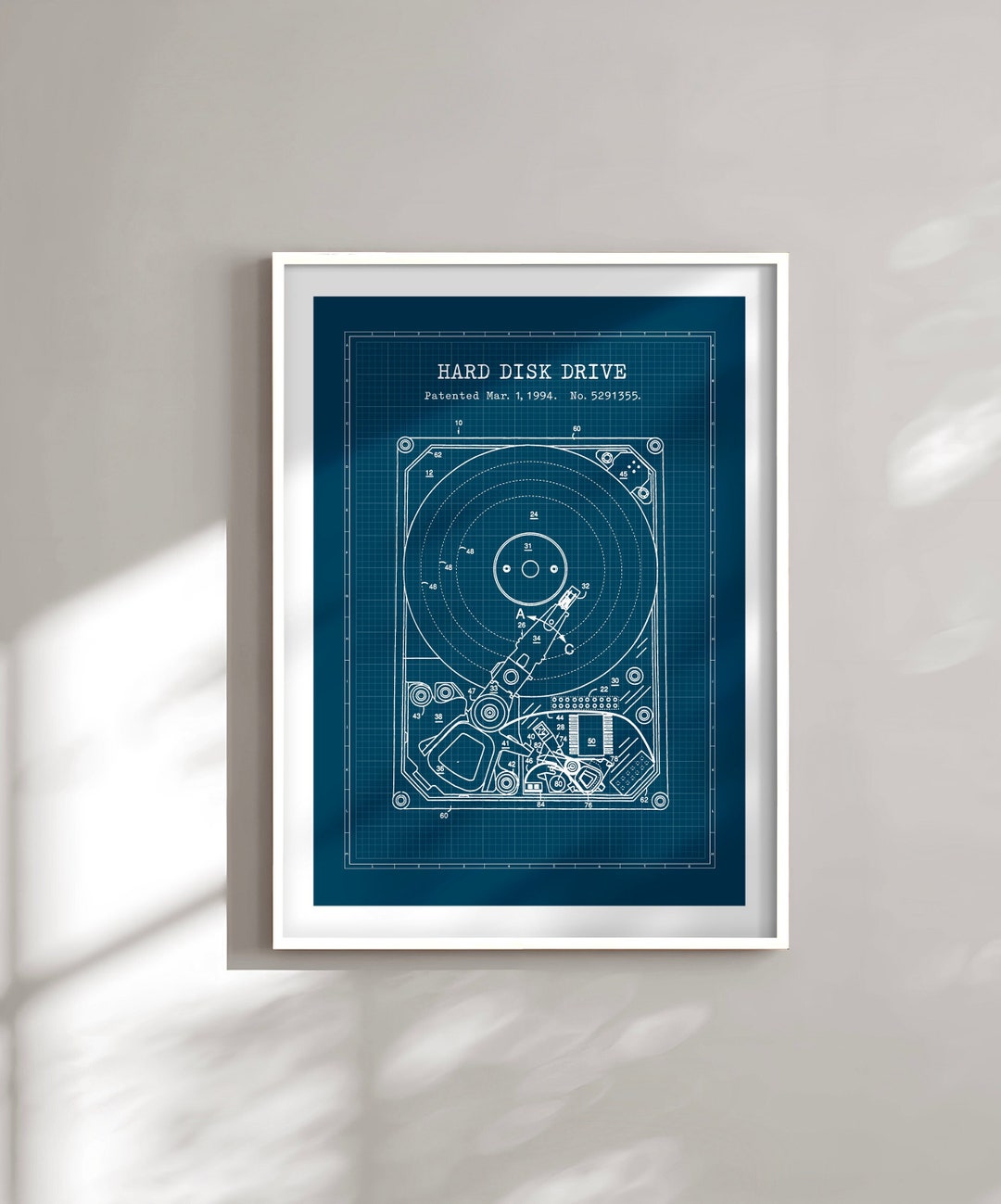 Hard Disk, Blueprint Poster, Patent Print, Retro Print, Gift for ...
