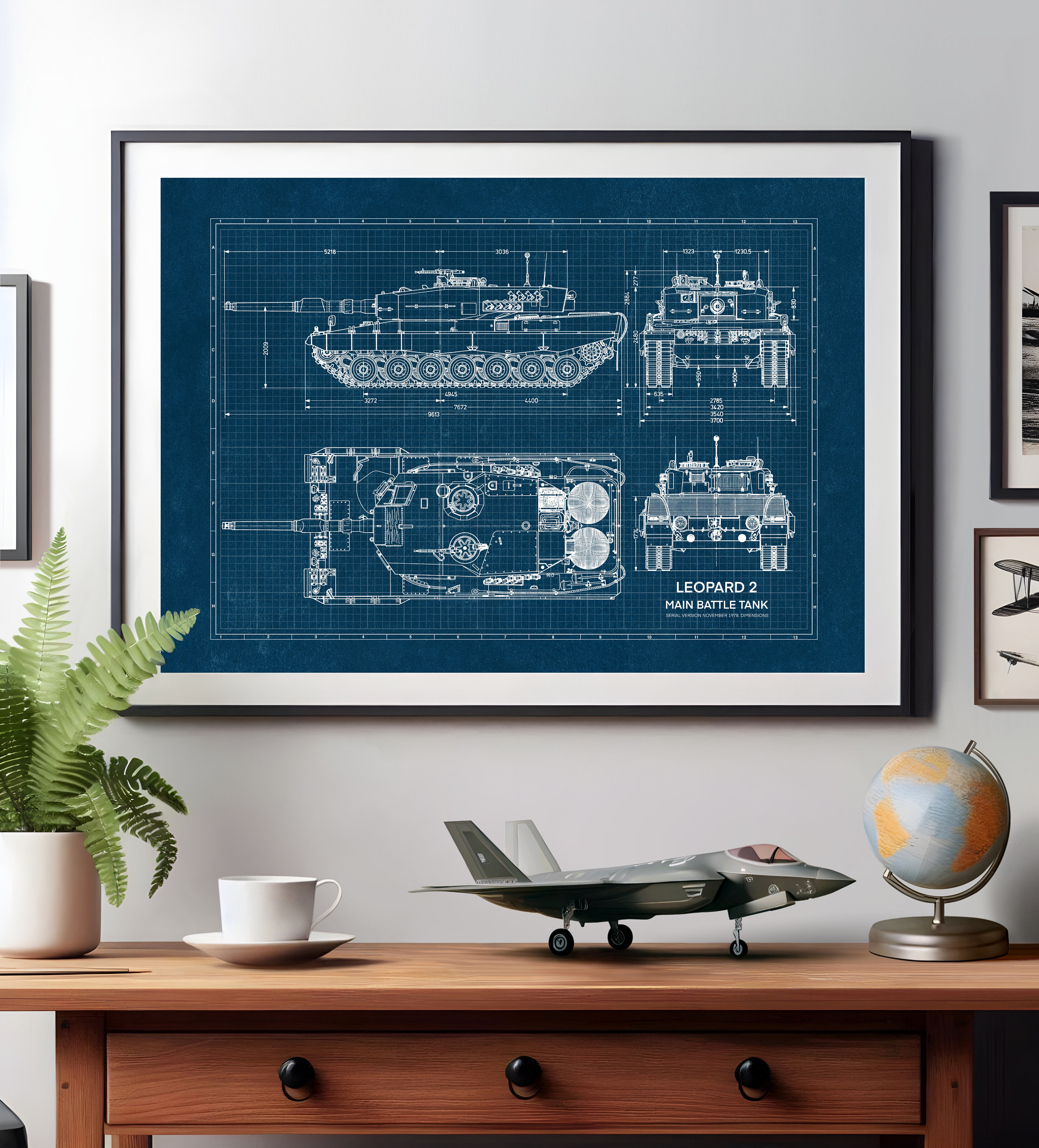 Leopard-2 Main Battle Tank Poster, Blueprint Poster, Tank Blueprint ...
