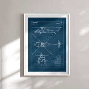 UH-60 Blackhawk Helicopter Blueprint Poster: Aviation Wall Art (instant ...