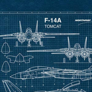 F-14 Tomcat Fighter Jet, Blueprint, Patent Print, Aviation, Military ...