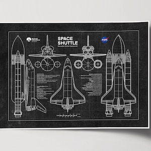 Space Shuttle, Blueprint Poster, Spacecraft, NASA, Orbiter Poster ...