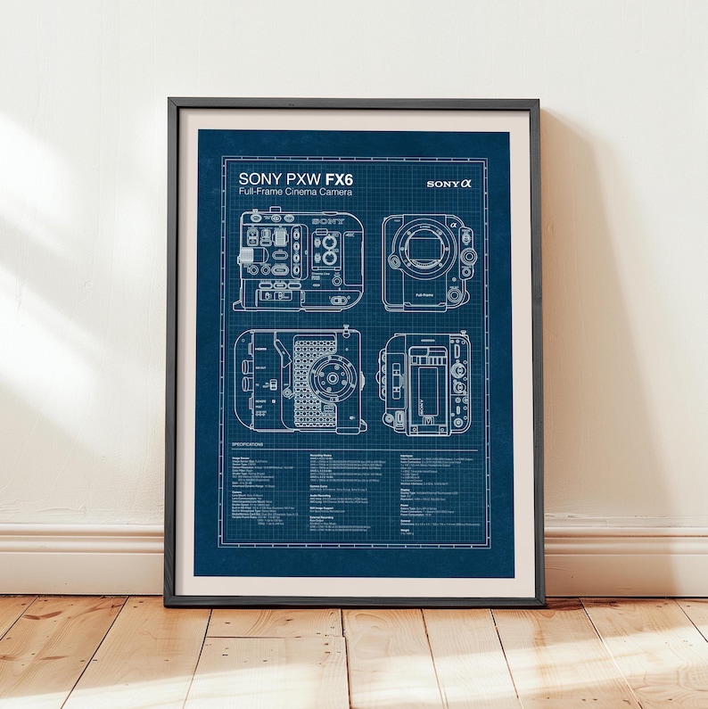Sony FX6 Camera Blueprint Poster: Cinema Gear Wall Art (digital ...