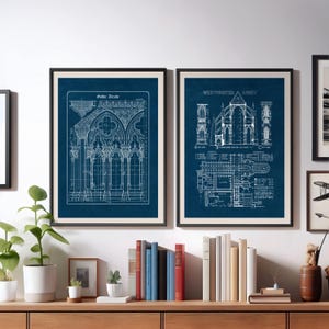 Gothic Architecture Print, Blueprint Poster, Gothic Arcade ...
