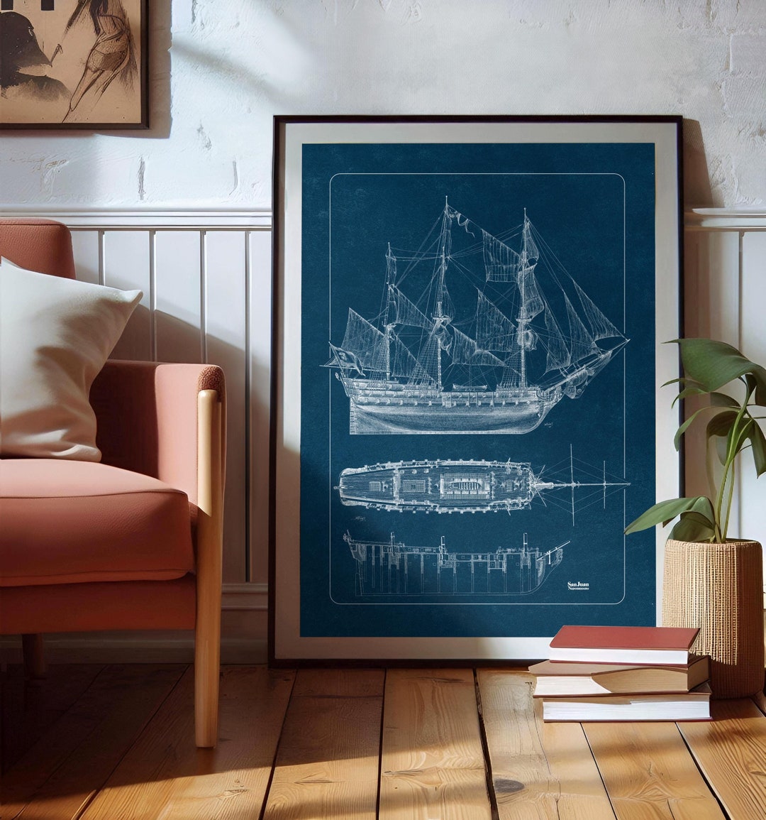 Vintage Ship, Blueprint Poster, Ship Poster, Nautical Poster, Ship ...